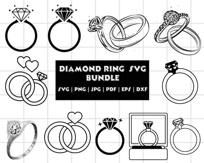 Wedding Ring Svg Bundle, Diamond Ring Svg, Engagement Ring Svg ...