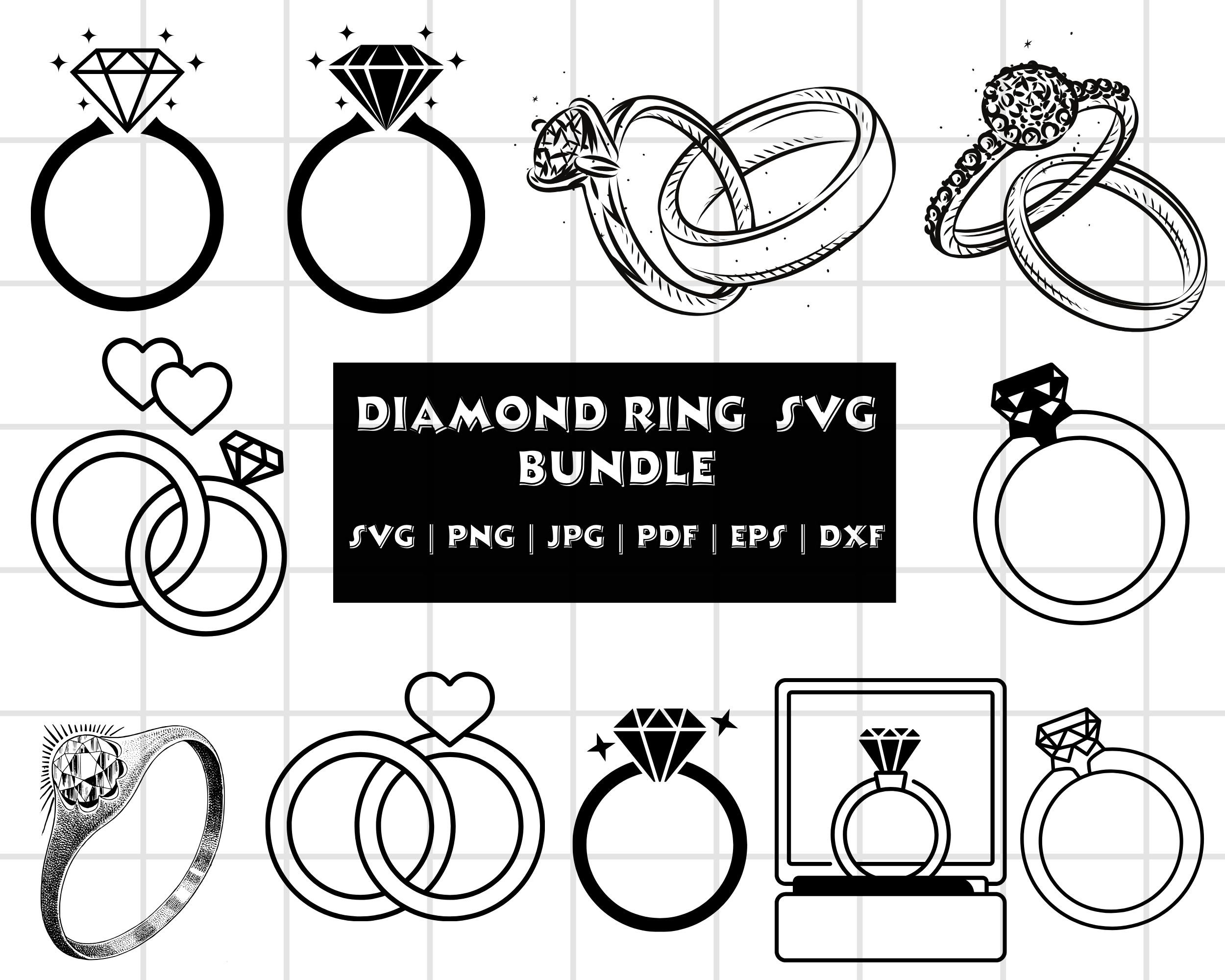 Wedding Ring Svg Bundle, Diamond Ring Svg, Engagement Ring Svg ...
