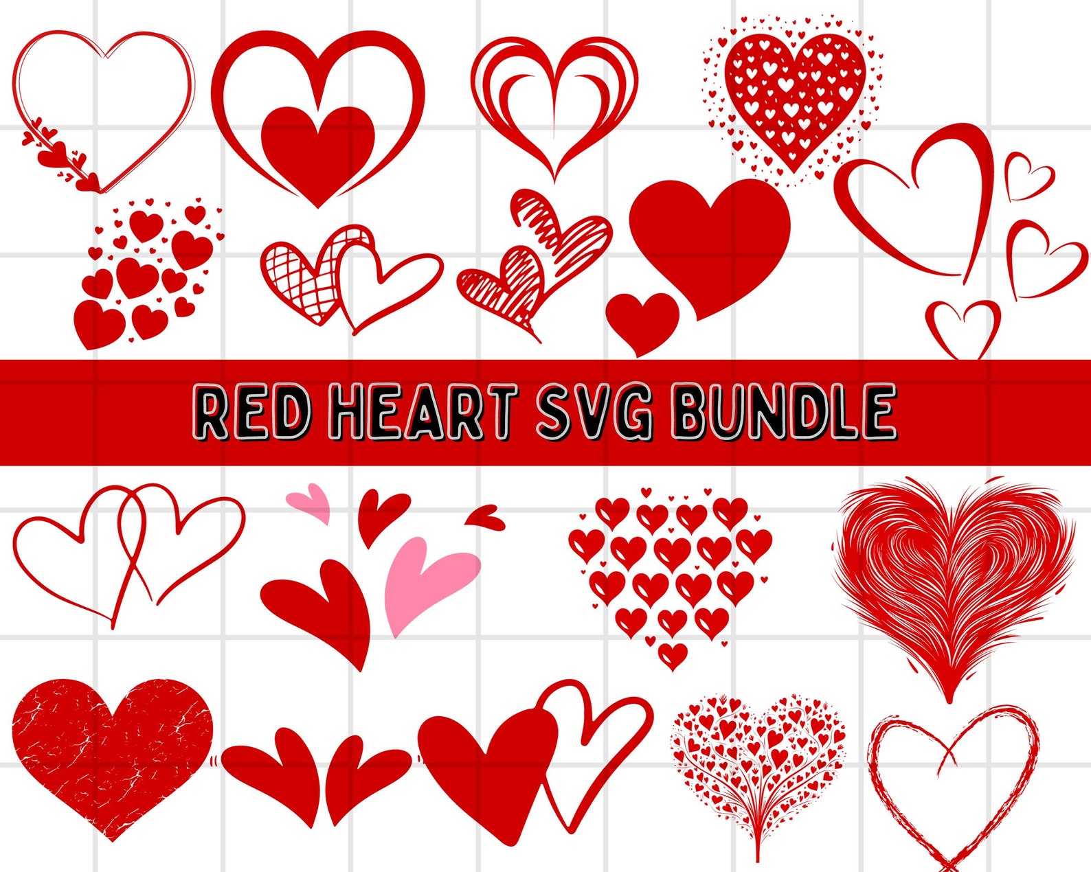 Red Heart SVG, Valentine's Day Svg, Red Hearts Bundle, Love Svg, Heart ...