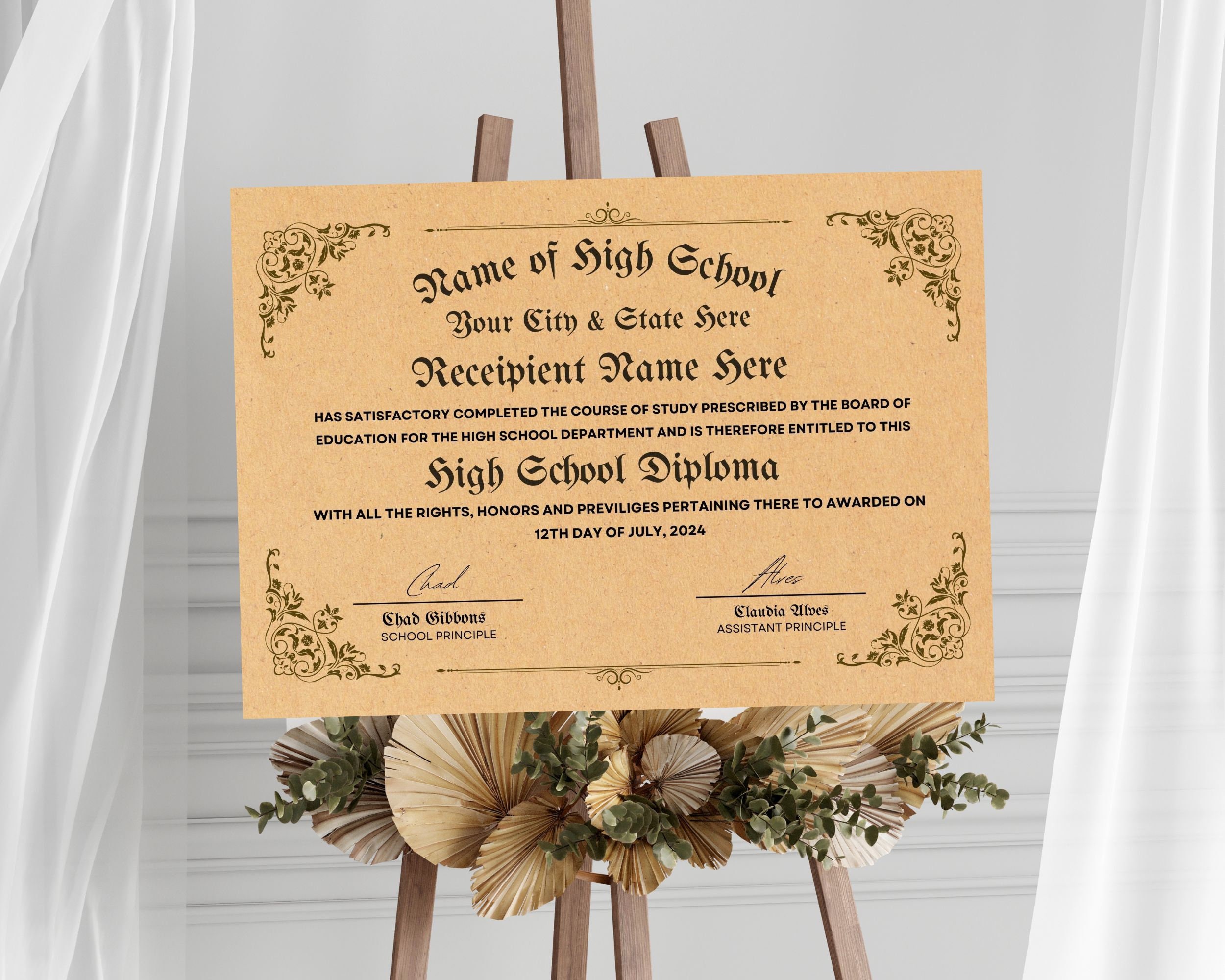 High School Diploma, Diploma Template, Canva Editable Homeschool ...