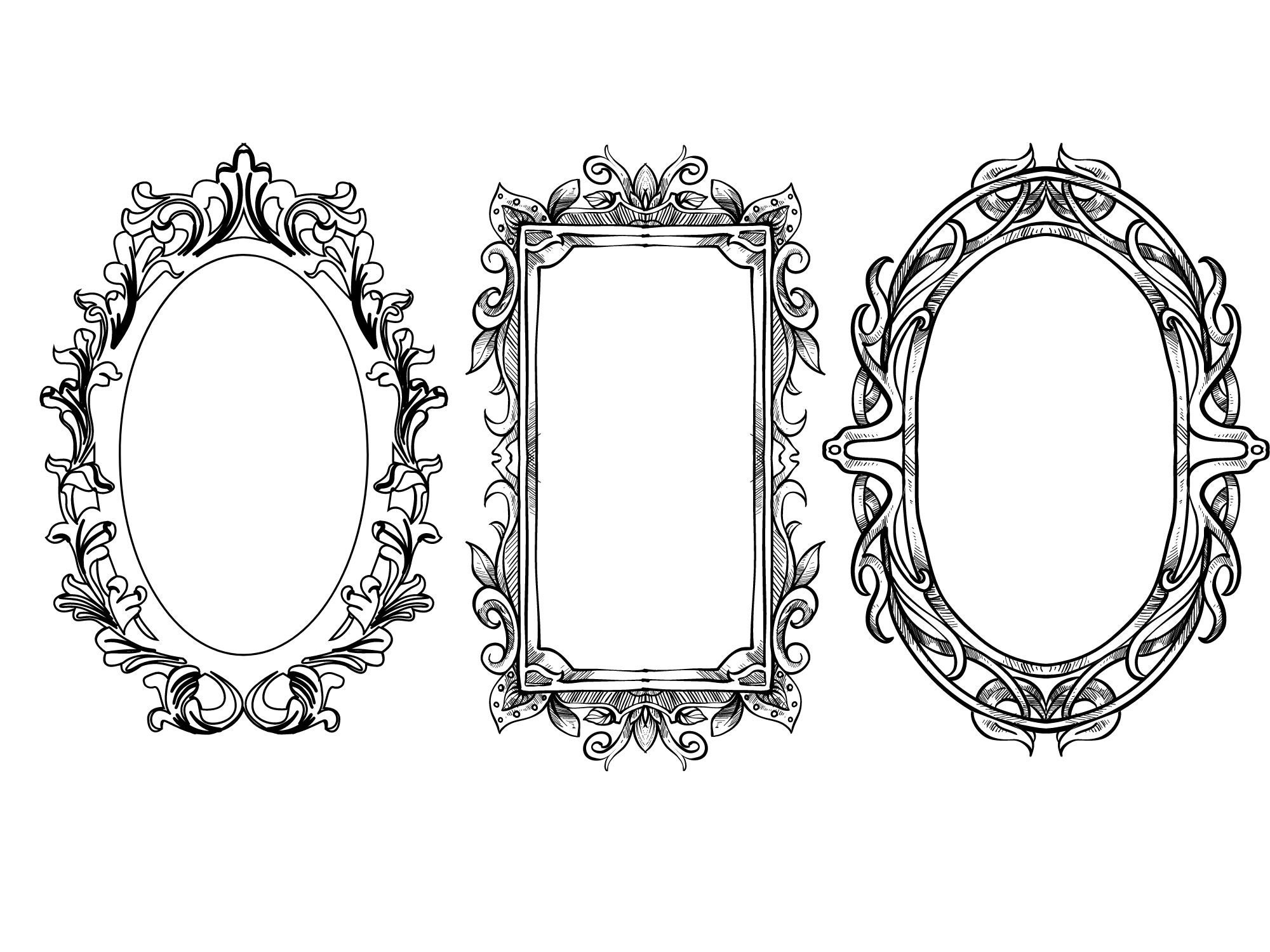 Vintage Mirror Frame SVG Bundle, Baroque Frame Svg, Ornate Frame Svg ...