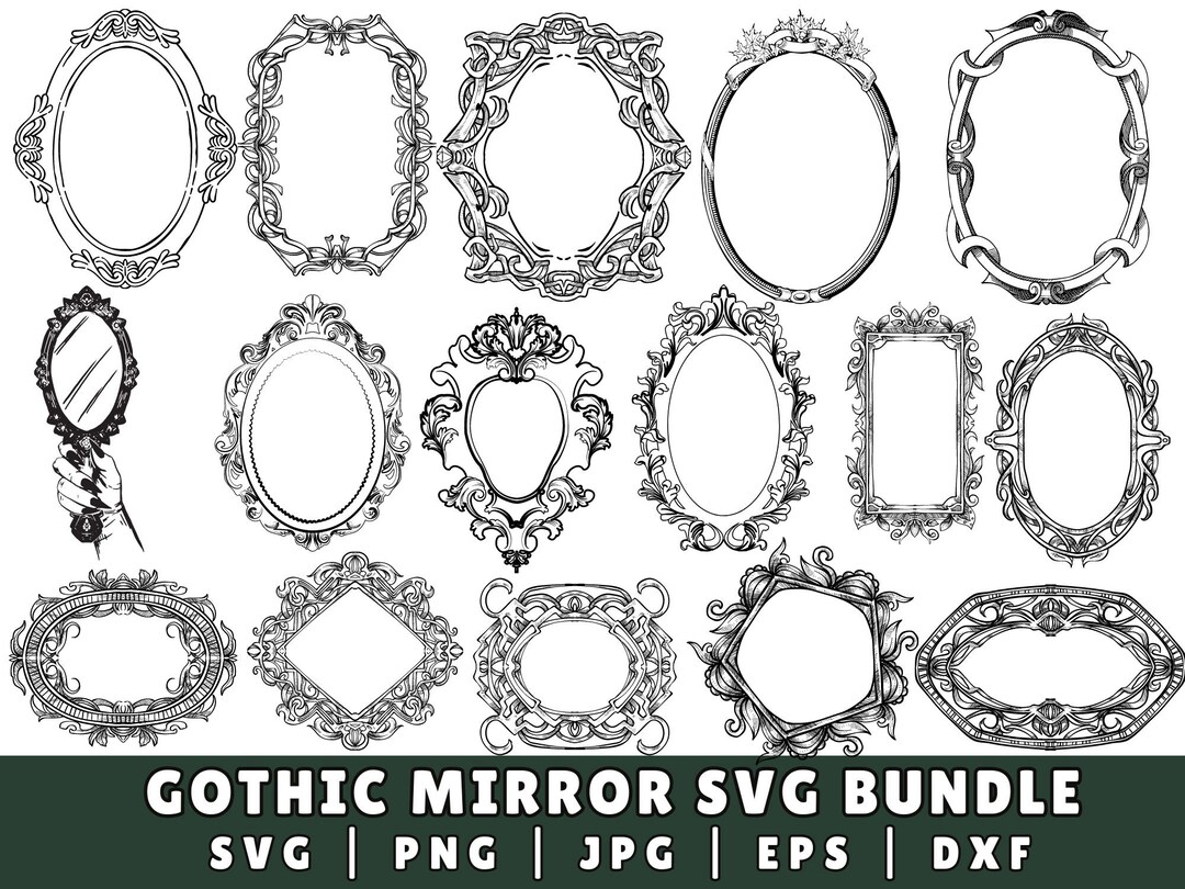 Vintage Mirror Frame SVG Bundle, Baroque Frame Svg, Ornate Frame Svg ...