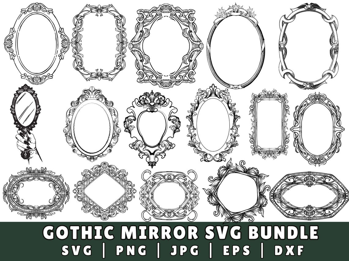 Vintage Mirror Frame SVG Bundle, Baroque Frame Svg, Ornate Frame Svg ...
