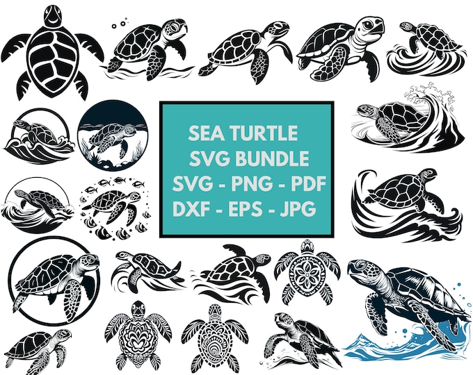 Turtle Svg Bundle, Cute Turtle Png, Sea Turtle Svg, Baby Turtle Cut ...