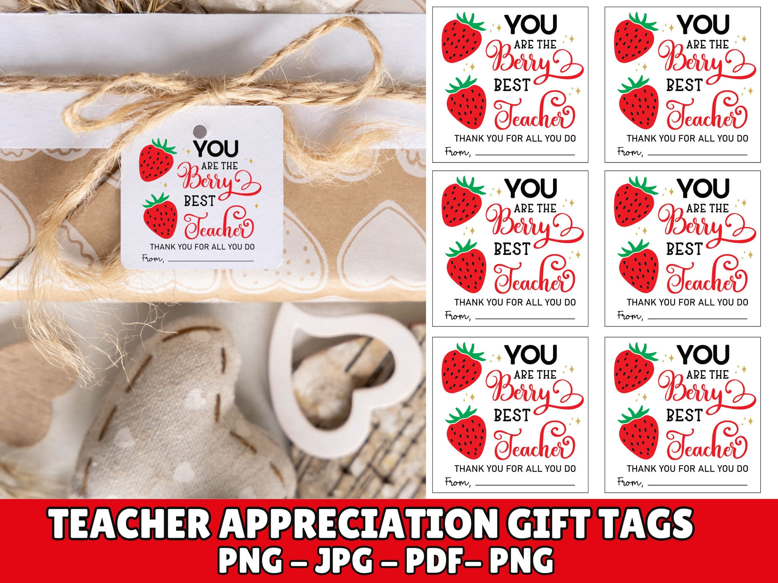 Teacher Appreciation Tags You Are the Berry Best Gift Tag Employee ...
