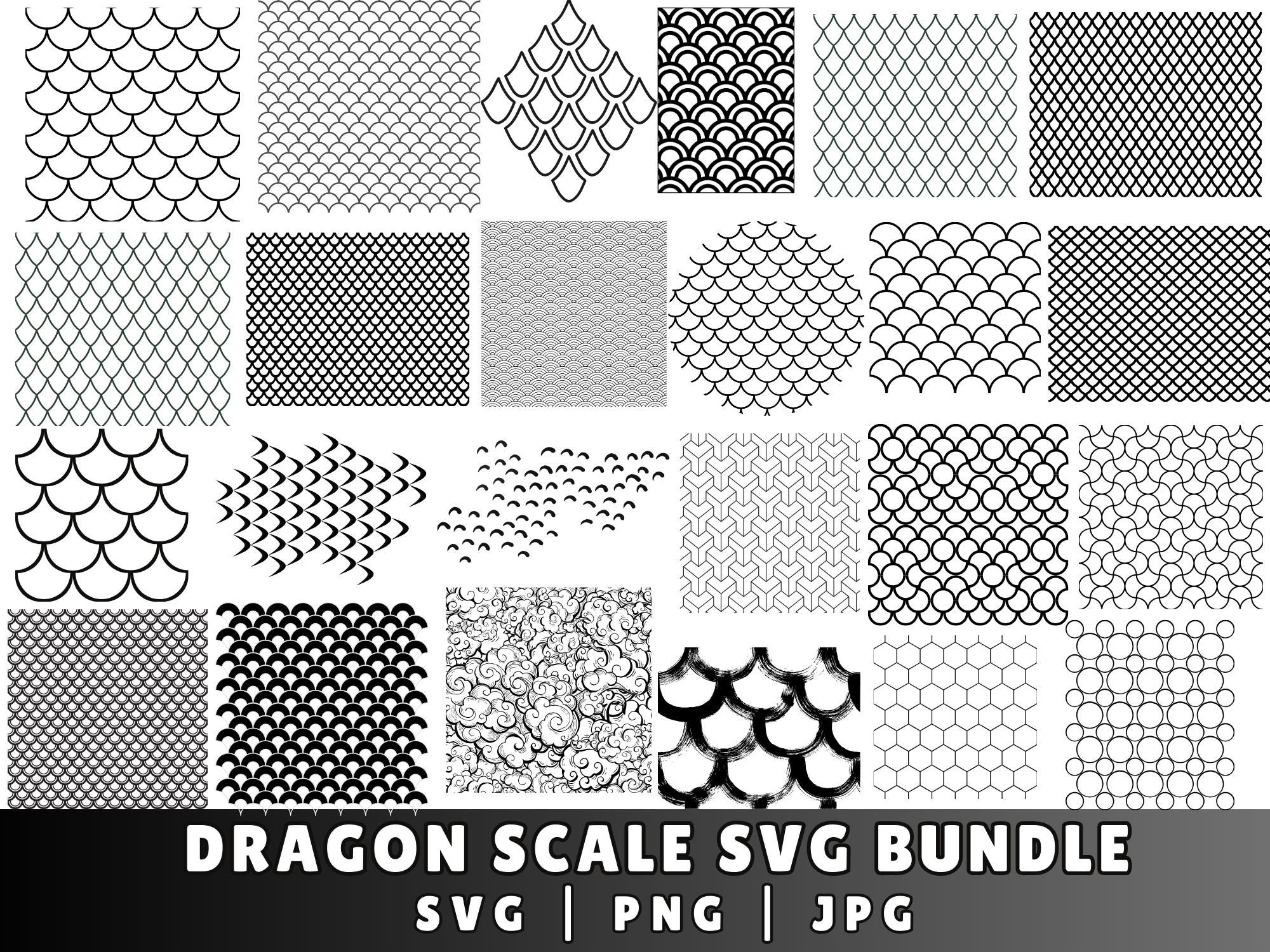 Dragon Scale SVG Bundle, Dragon Scale Dxf, Dragon Scale Png, Dragon Scale Vector, Dragon Scale ...