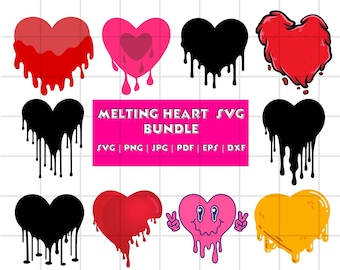 Melting Heart SVG, Black Dripping Heart Clipart, Heart Cut File ...
