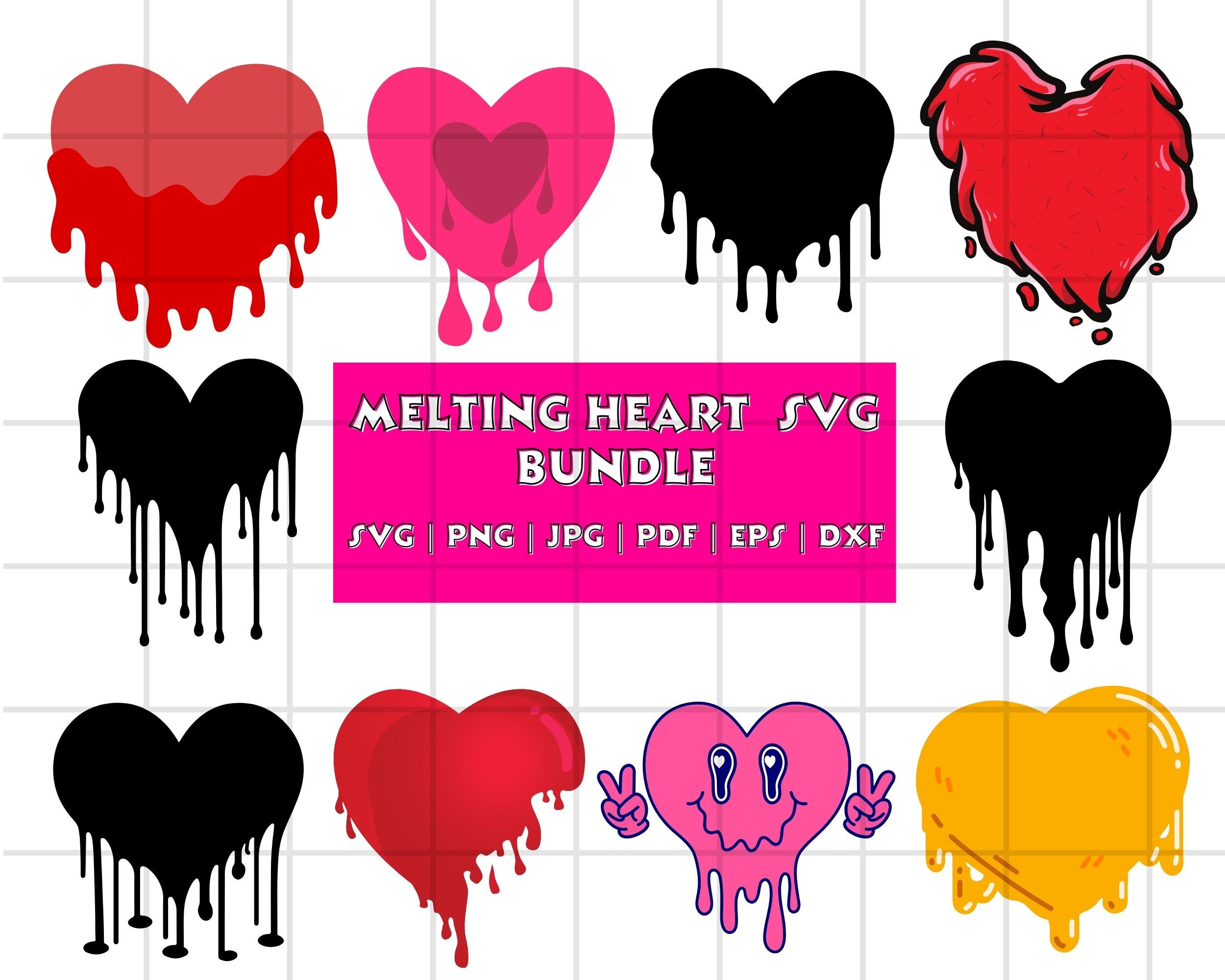 Melting Heart SVG, Black Dripping Heart Clipart, Heart Cut File ...