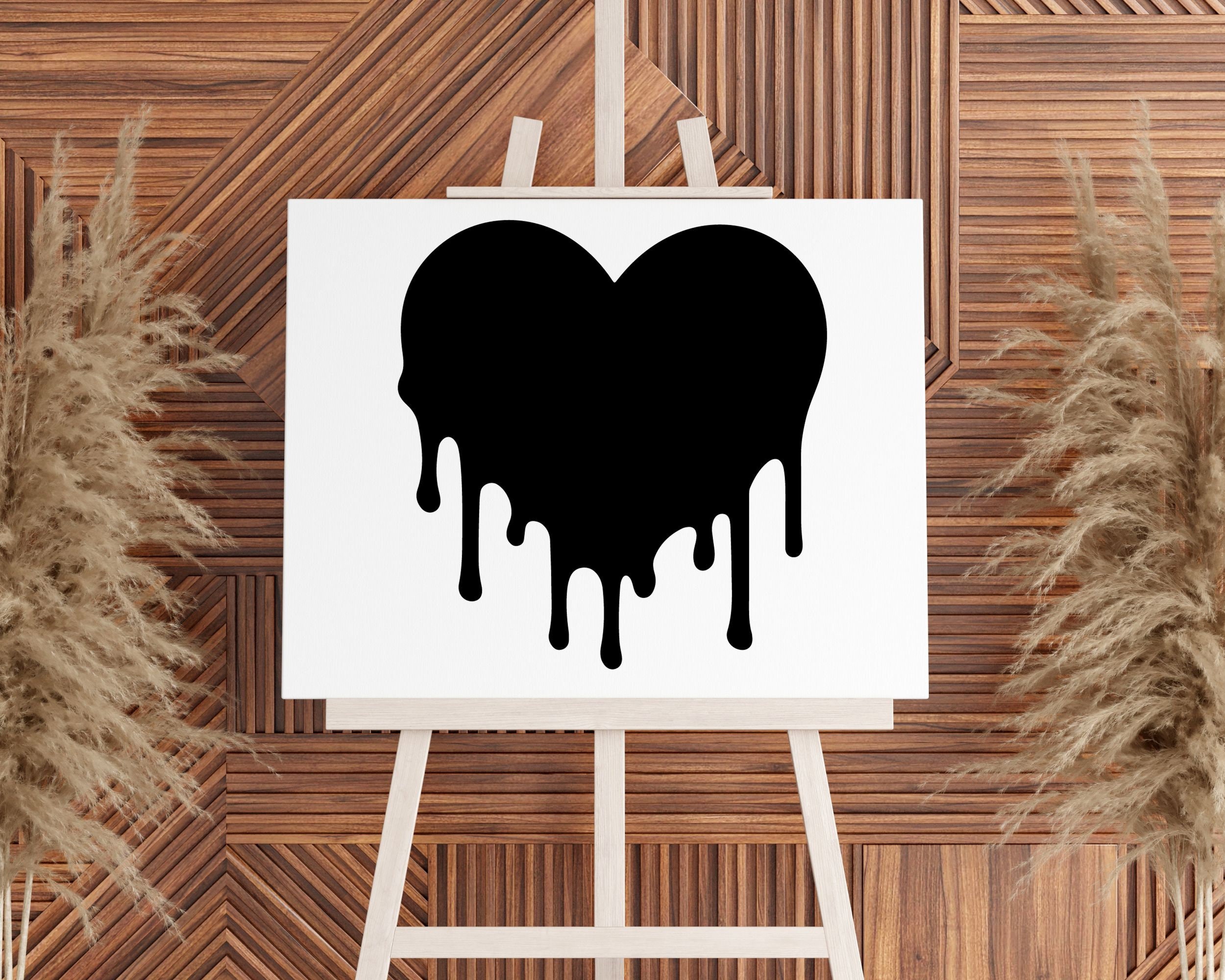 Melting Heart SVG, Black Dripping Heart Clipart, Heart Cut File ...