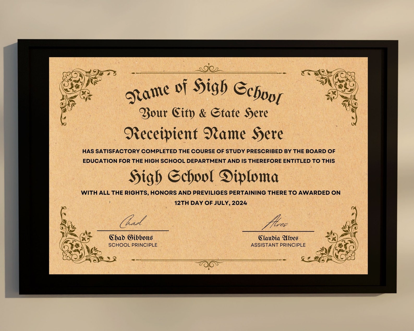 High School Diploma, Diploma Template, Canva Editable Homeschool ...