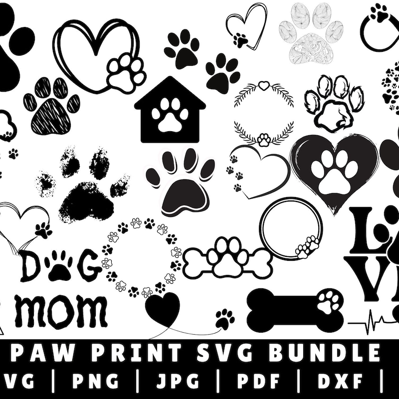 Dog Paw Svg - Etsy