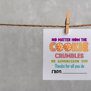 Cookie Gift Tag, Teacher Appreciation, Cookie Crumble, Employee ...