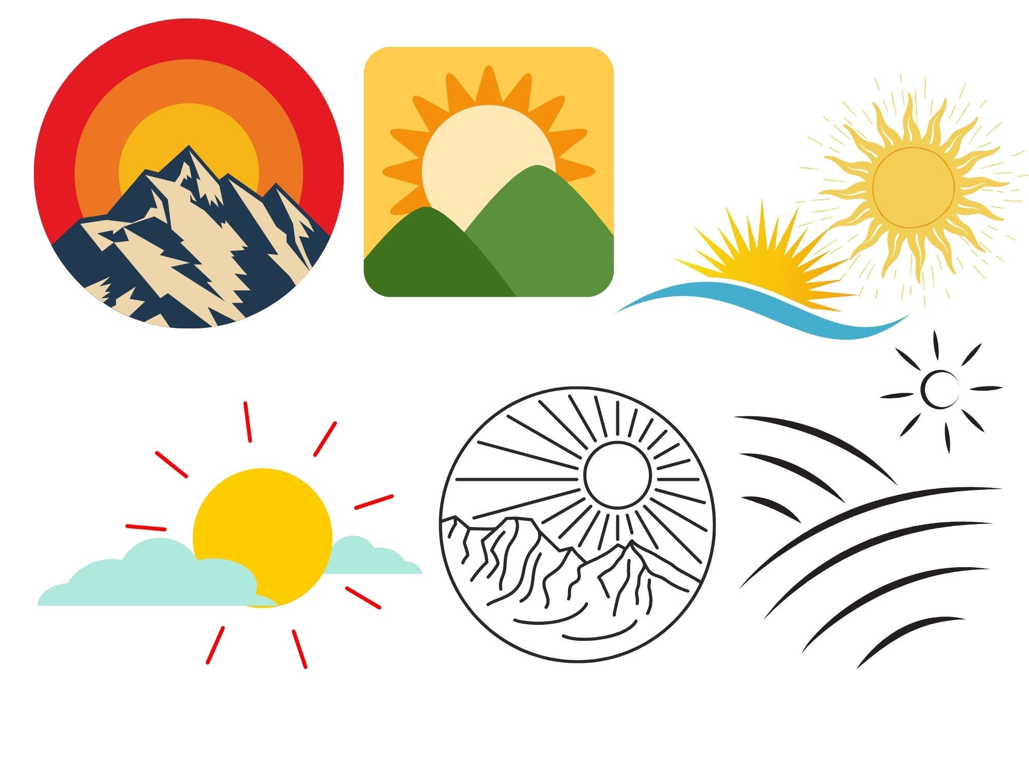 Sunrise SVG, Sun Svg for Cricut, Sunrise Clipart, Sunrise Cut File, Sun ...