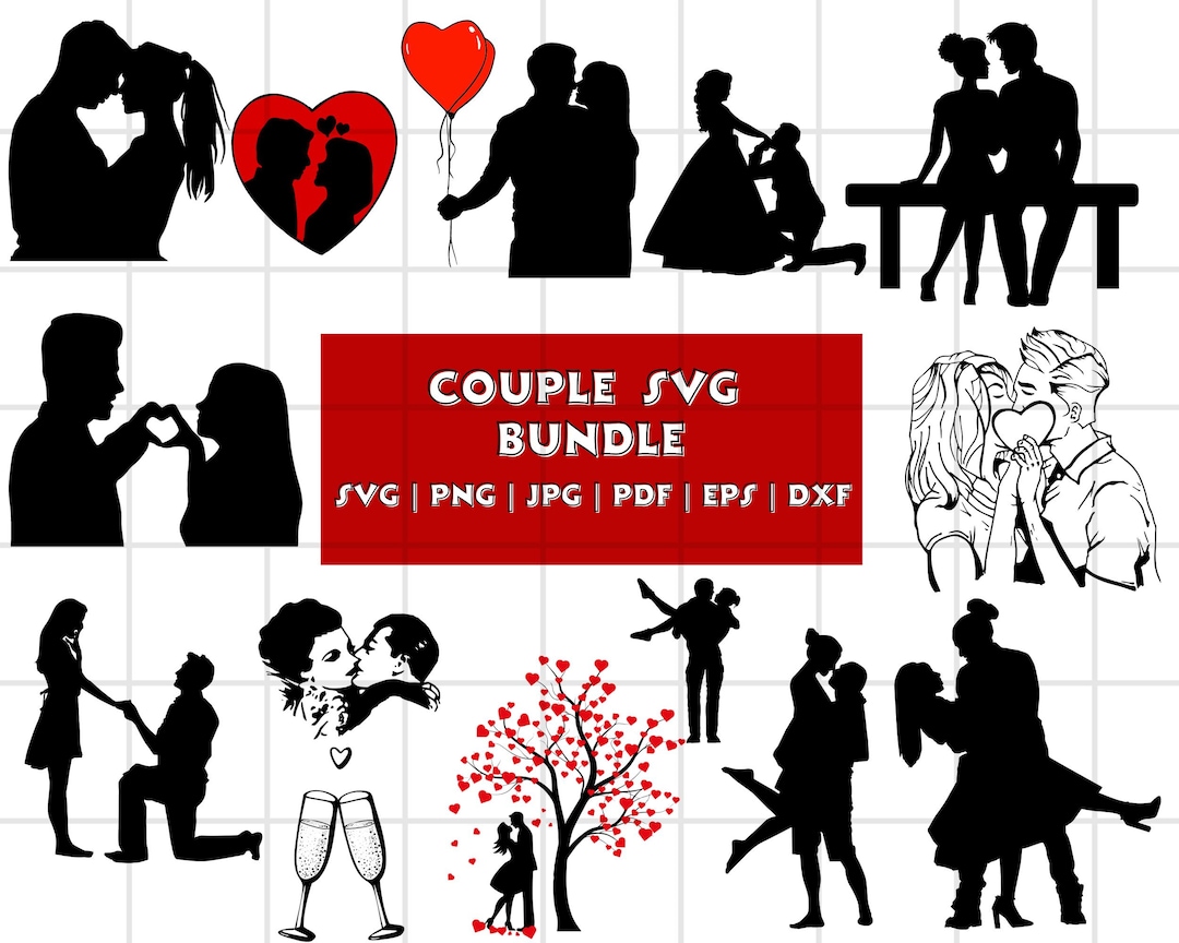 Couple Silhouette Svg, Relationship Svg, Lovers Silhouette, Romantic ...