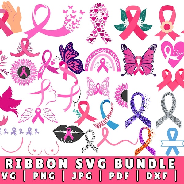 Pink Ribbon Svg - Etsy