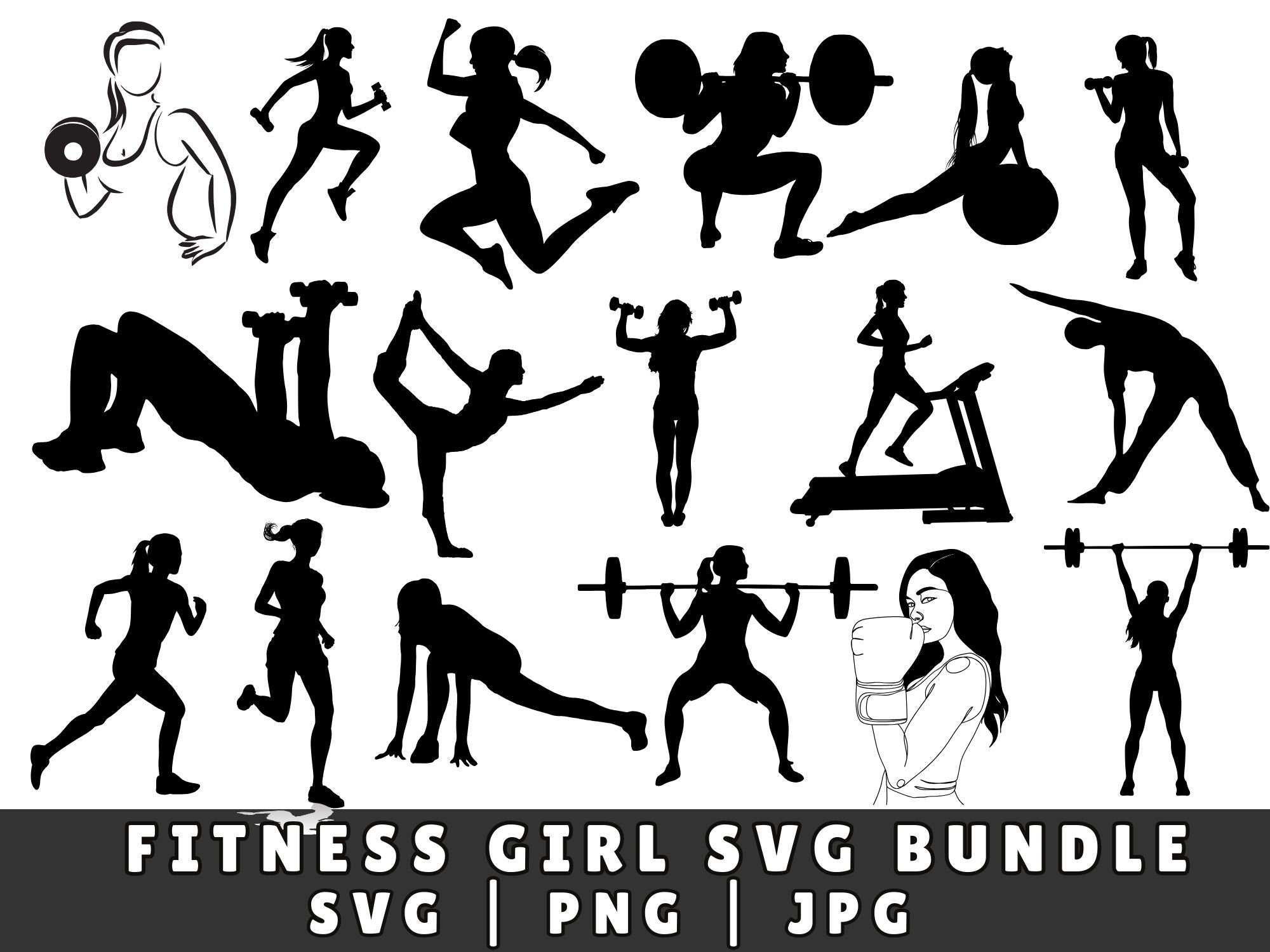 Fitness Girl Svg ,black Woman Svg ,fitness Girls Bundle, Gym, Fitness ...