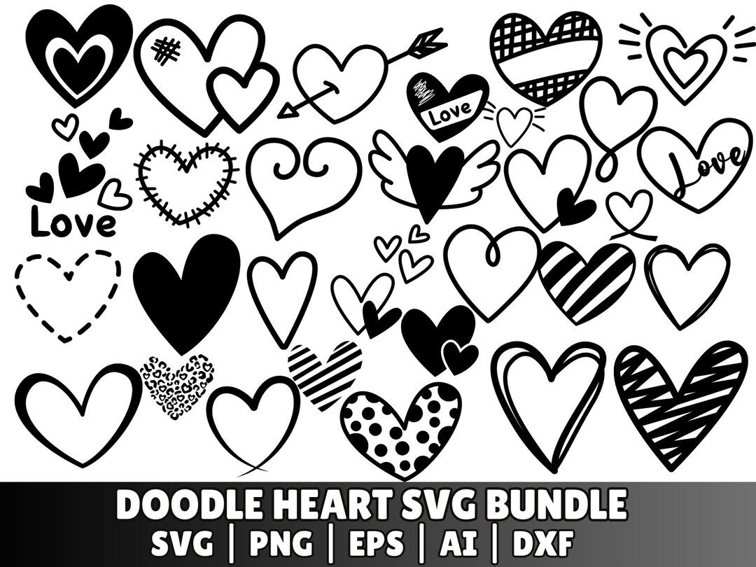 Heart Svg Bundle, Heart Svg, Hand Drawn Heart Svg, Open Heart Svg ...
