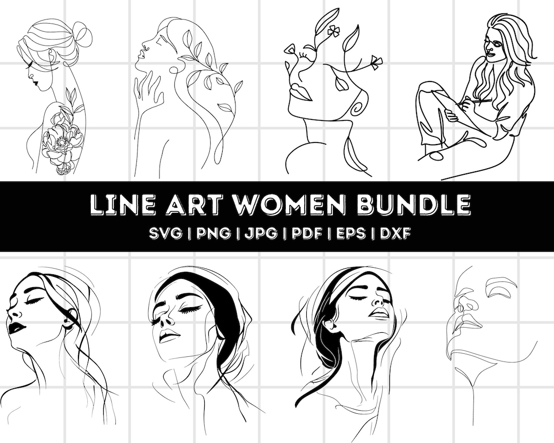 Line Art Women SVG Bundle | Woman Flowers Svg | Flowers Svg | Svg for ...