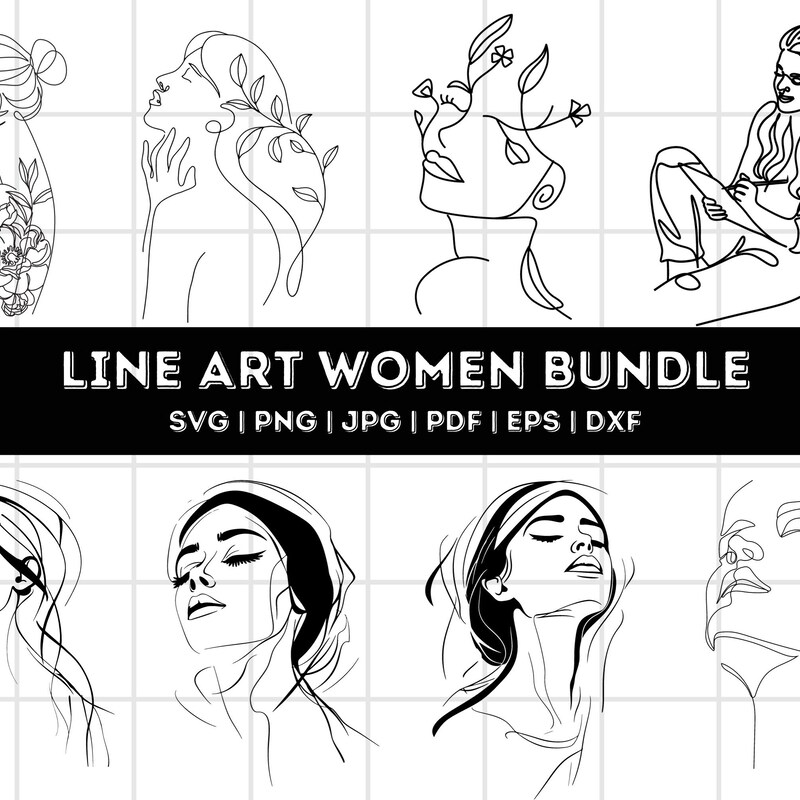 Line Art Woman Svg - Etsy