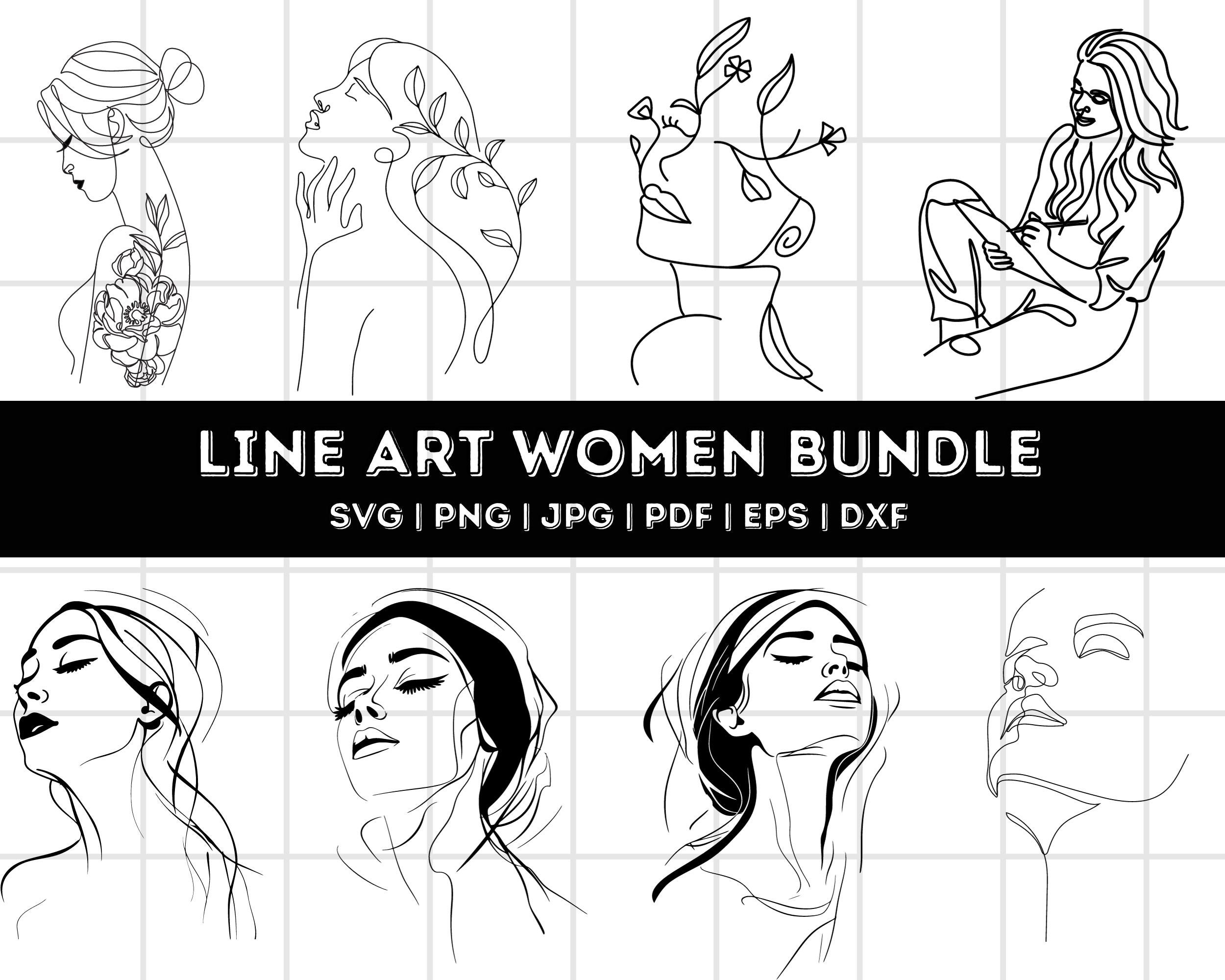 Line Art Women SVG Bundle Woman Flowers Svg Flowers Svg Svg for Canvas ...