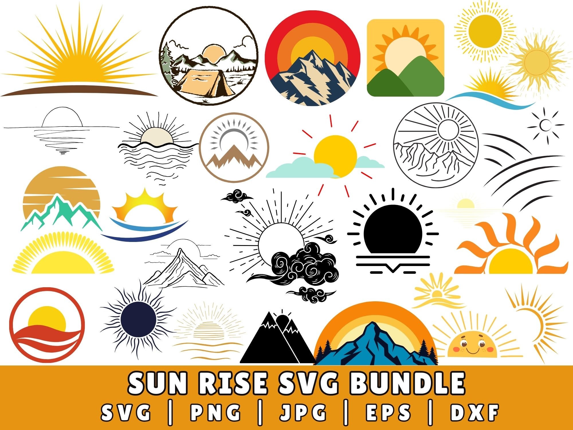 Sunrise SVG, Sun Svg for Cricut, Sunrise Clipart, Sunrise Cut File, Sun ...