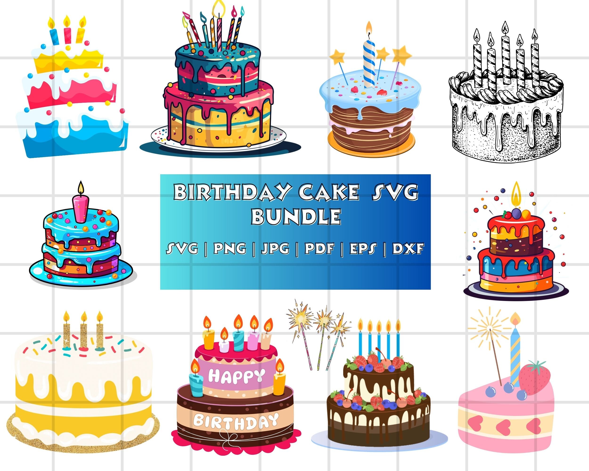 Birthday Cake SVG Cake SVG Cake Topper SVG Cake Cut File Cake Clipart ...