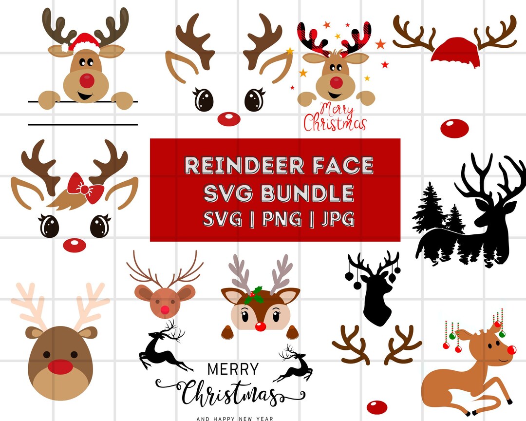 Christmas Reindeer Faces Svg Bundle,reindeer Svg,girl Reindeer Svg,boy ...