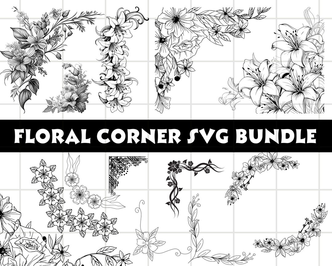 Corner Svg Bundle, Corner Svg, Floral Corner Svg Files, Decorative Page ...