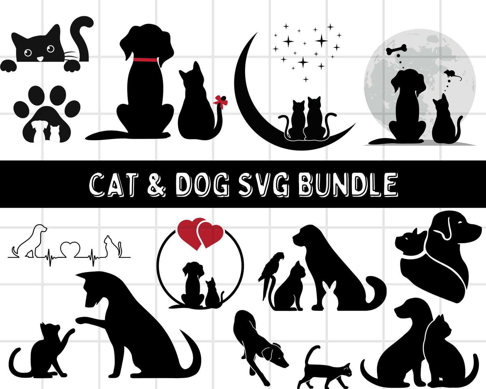 CAT and DOG SVG, Cat and Dog Clipart, Cat and Dog Svg Cut Files for ...