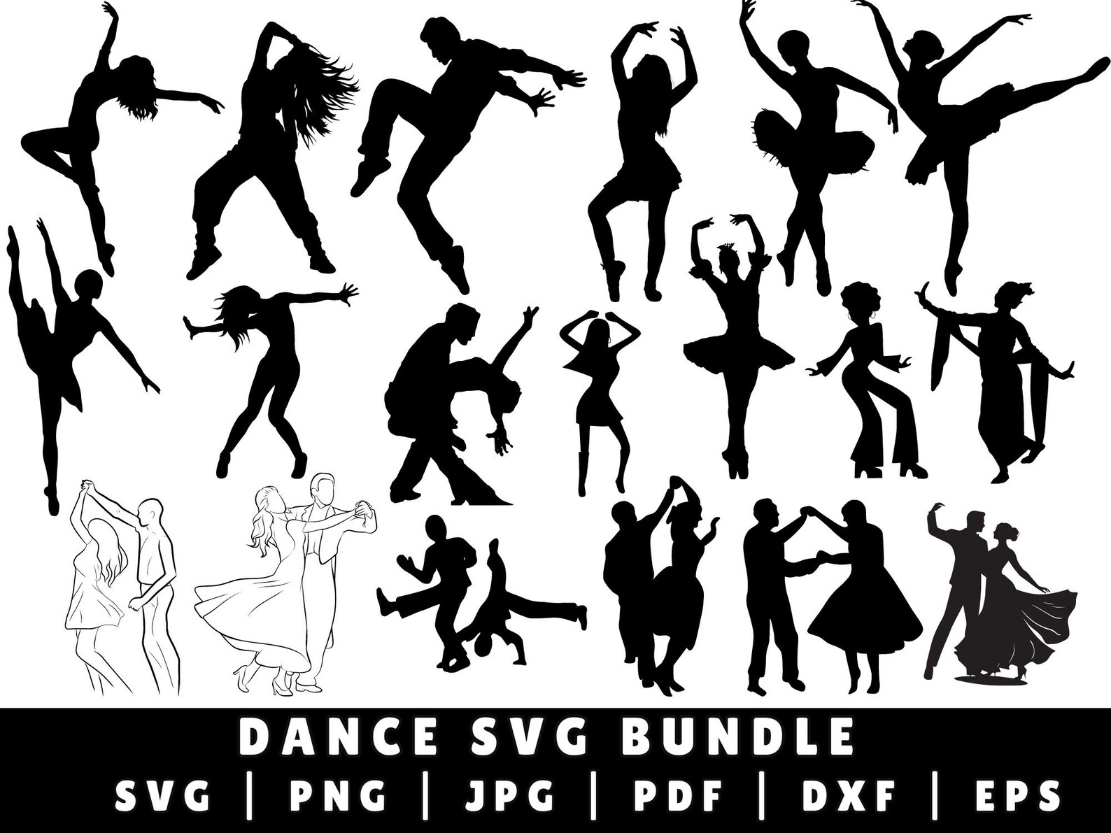 Dance Svg, Dance Silhouette, Dance Svg Bundle, Dance Cut File, Dancers ...