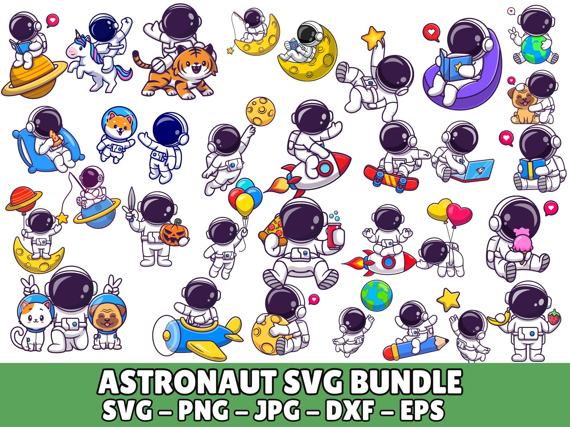 Astronaut Svg Png Bundle, Astronaut With Rocket Svg, Kid Astronaut Svg ...