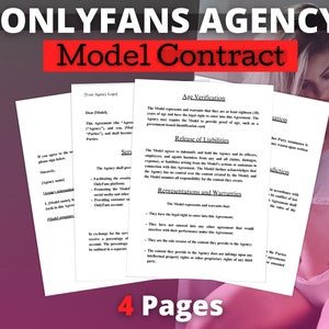 Onlyfans Agency Model Contract, Only Fans Management Document, Legal Service Agreement, Adult ...