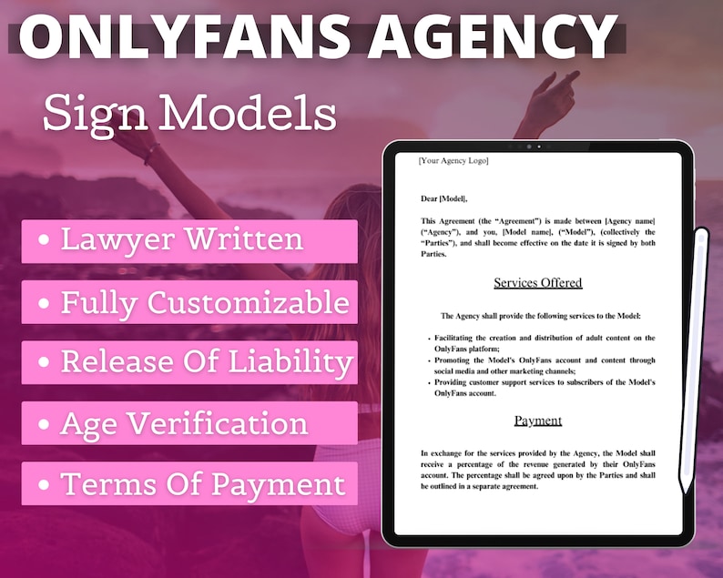 Onlyfans Agency Model Contract, Only Fans Management Document, Legal Service Agreement, Adult ...