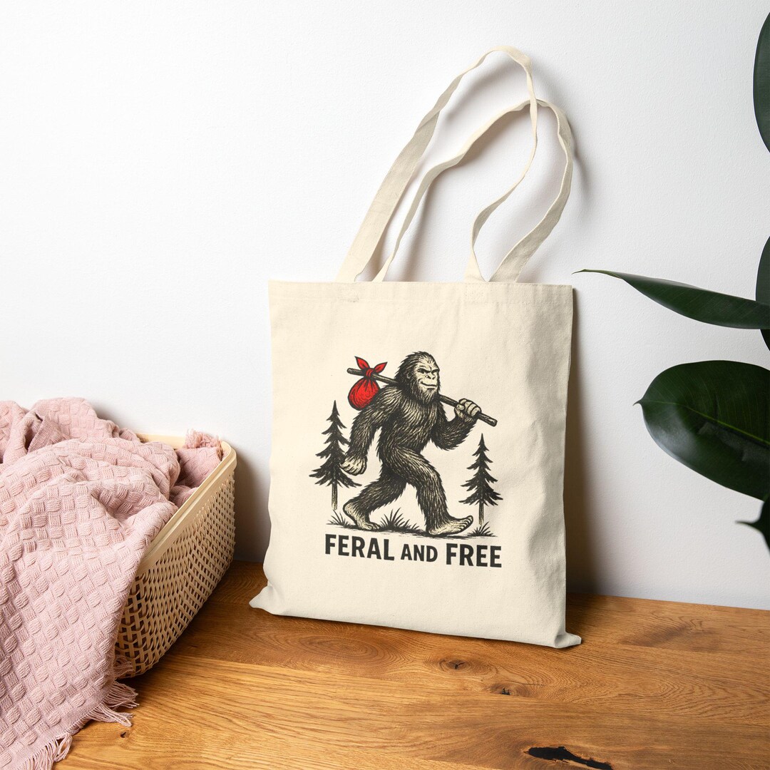 Bigfoot Tote Bag, Bigfoot Bag, Cryptid Bag, Sasquatch Tote, Crunchy ...