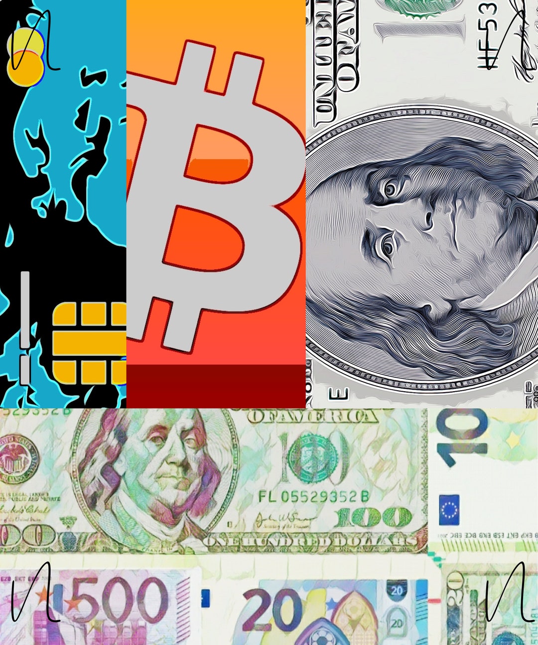 Transformation of Money Dollar Btc Card Pop Art Stock Bills Pop Art ...