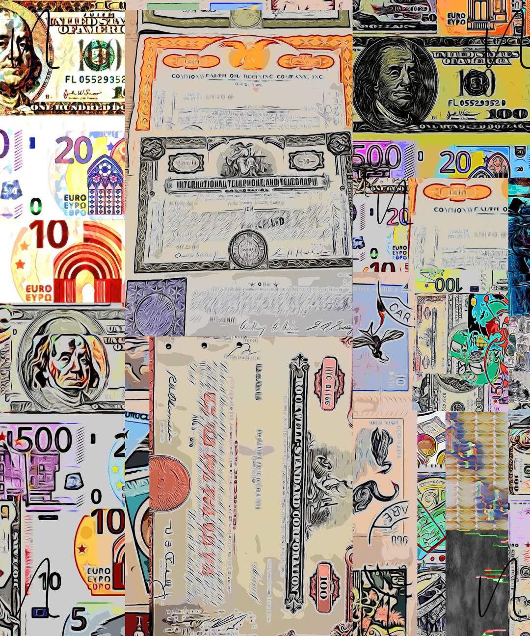 Contemporary Pop Art of the Bills Banknotes Collage Investments ...
