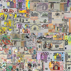 Wall Hangings Financial Pop Art of Money Banknotes Bulls Bears Trading ...