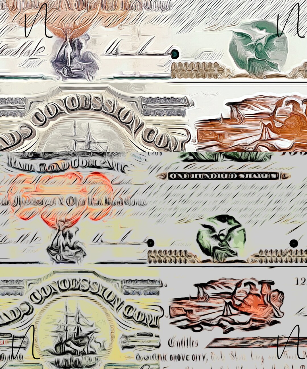 Pop Art Certificate Notes Bills Banknotes Art Pop Art Financial Art ...