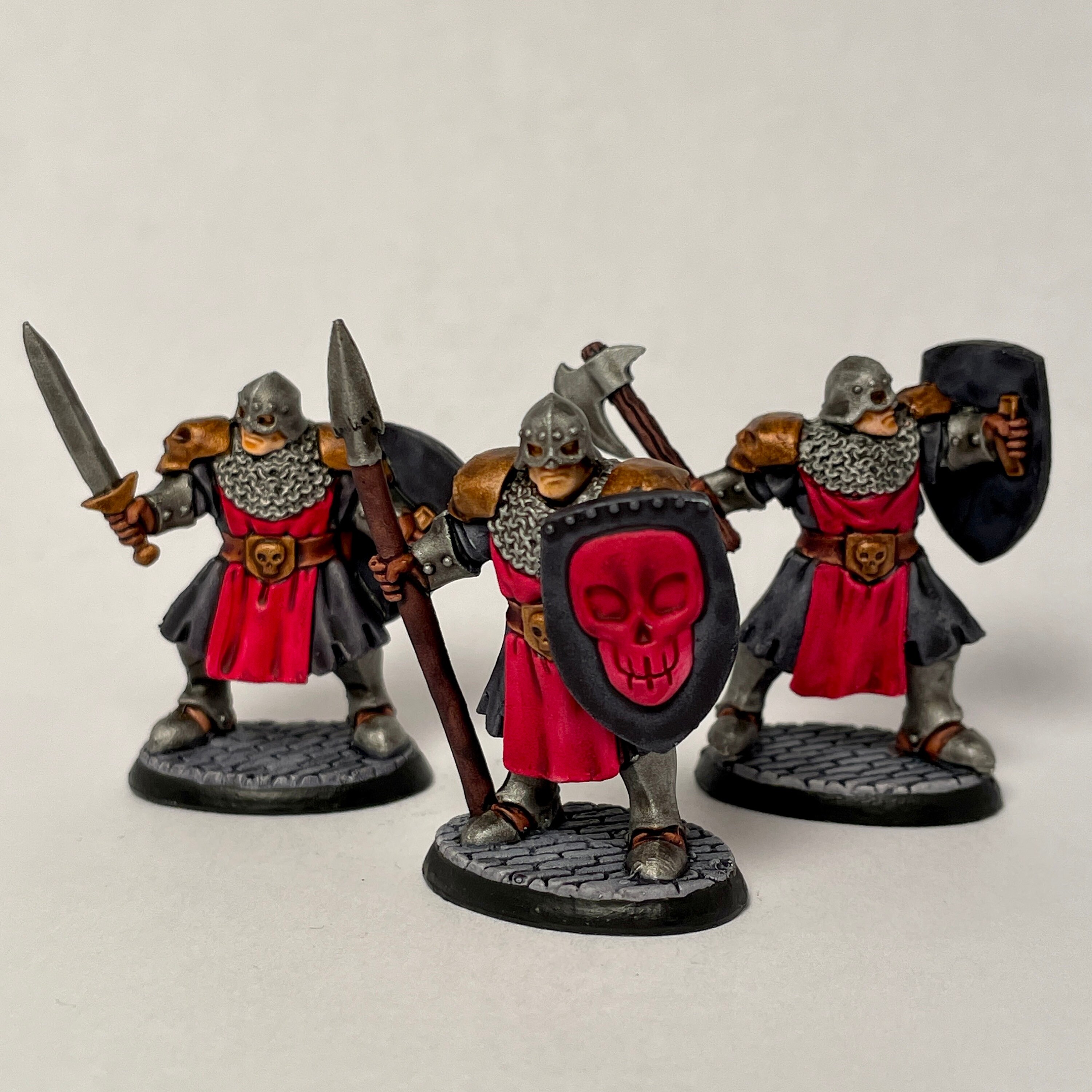 3 Men at Arms Town Guards Hand-painted Miniature / D&D Dnd Pathfinder ...
