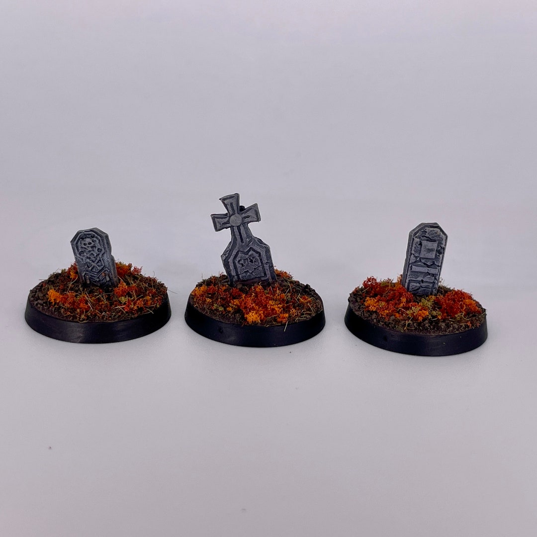 Graveyard Gravestones and Tombstones, Hand-painted Miniature Scenery ...