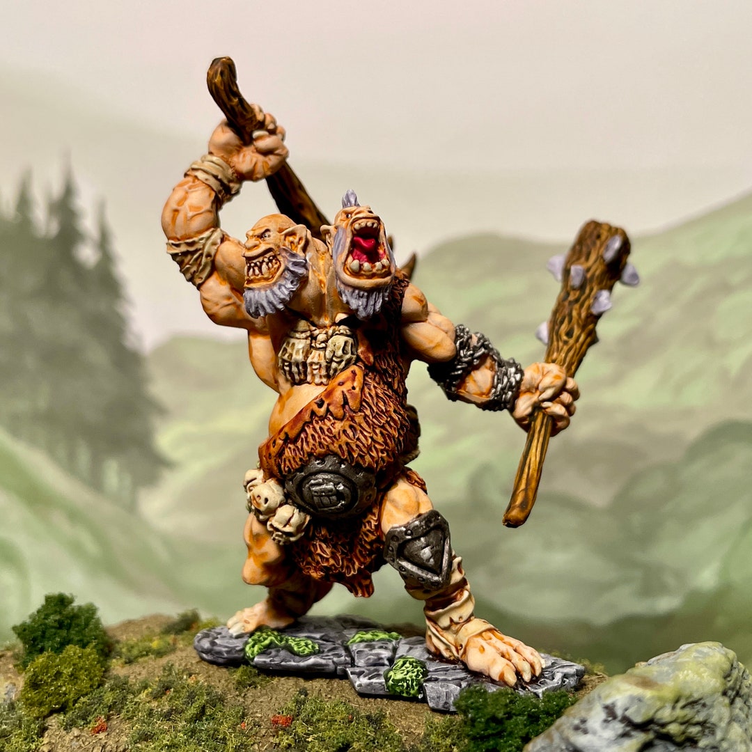 Hill Giant Ettin Hand-painted Miniature / D&D Dnd Pathfinder Frostgrave ...