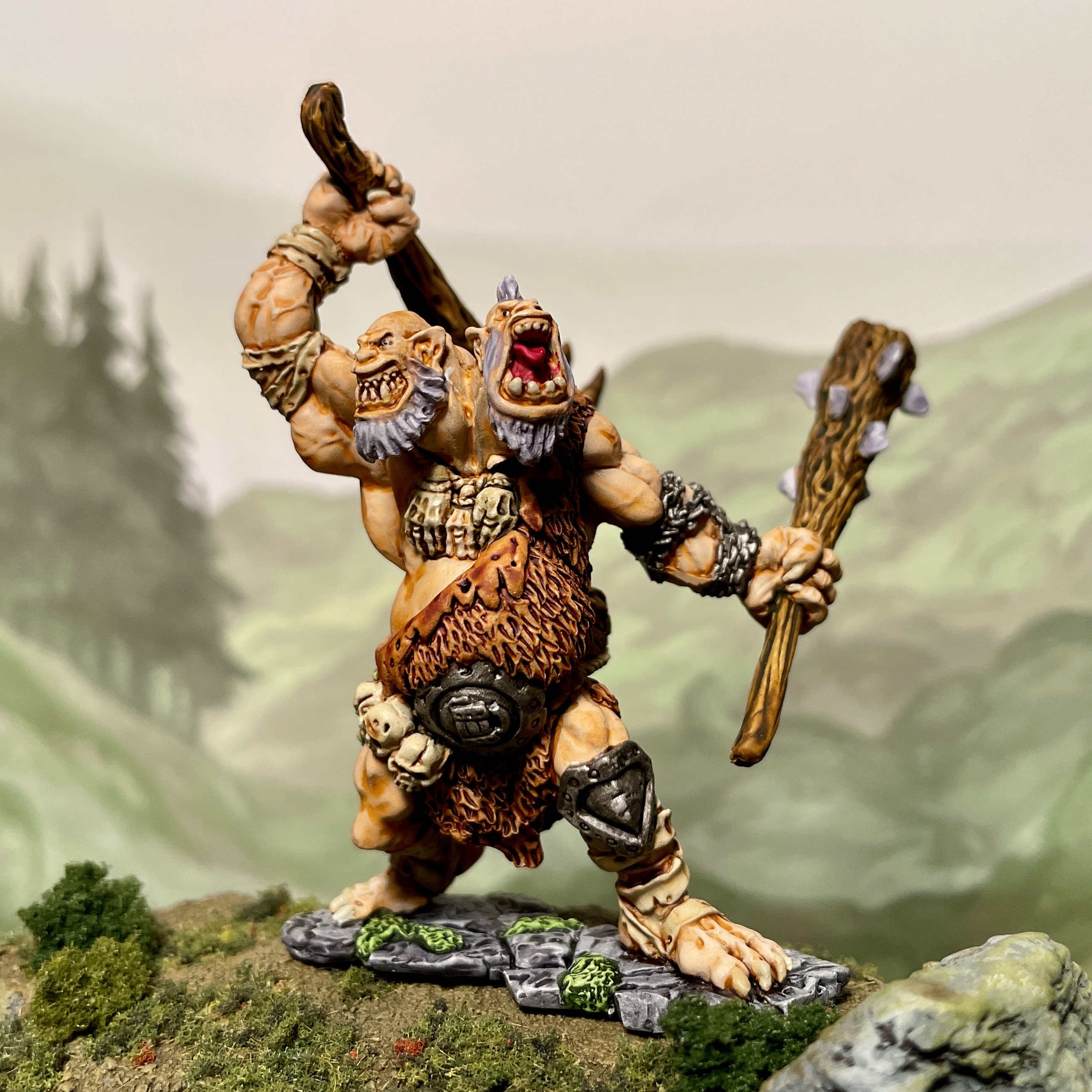 Hill Giant Ettin Hand-painted Miniature / D&D Dnd Pathfinder Frostgrave ...