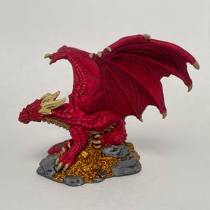 Adult Red Dragon With Treasure Hoard Pile of Gold Hand-painted ...