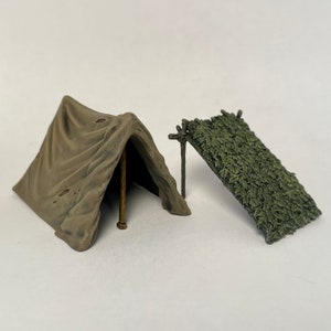 Tent and Lean-to Campsite, Hand-painted Miniature Scenery for Tabletop ...