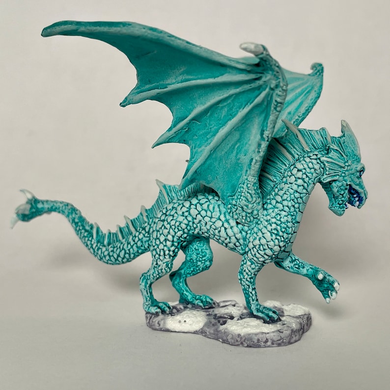 Young White Ice Dragon Wyrmling Hand-painted Miniature / D&D Dnd ...