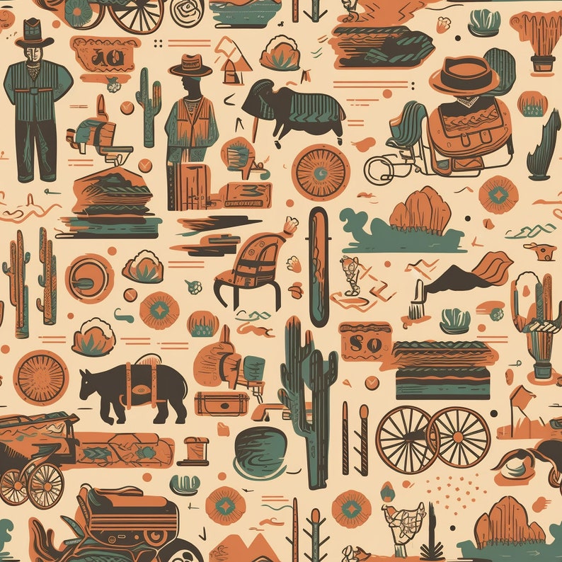 Western Seamless Digital Paper / PNG and SVG Files / Western - Etsy