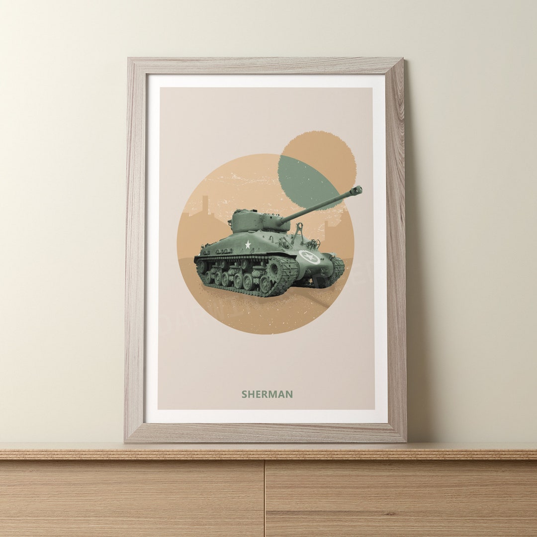 WW2 Sherman Tank Mid Century Fine Art Print - Etsy
