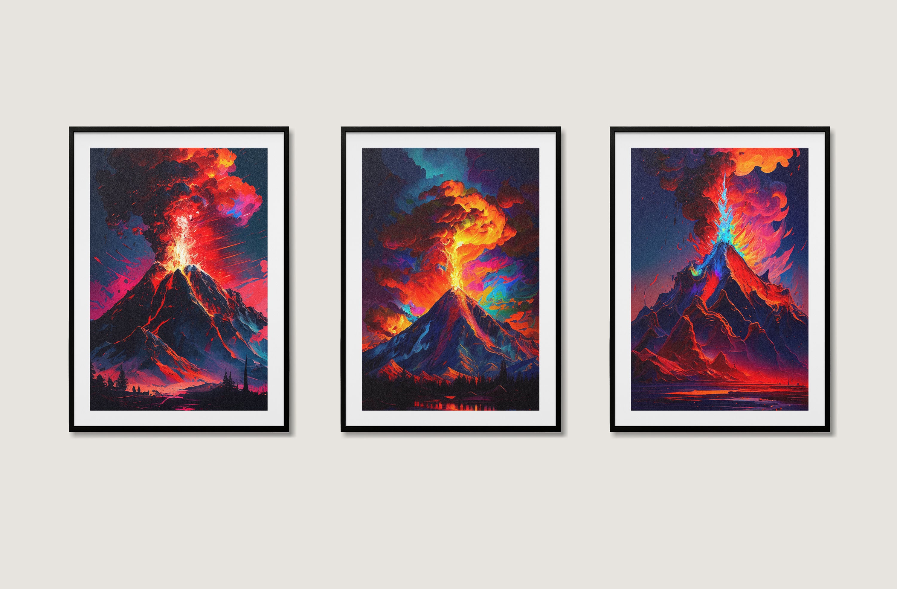 Erupting Volcanoes Digital Art, AI Art, Wall Art, Print Art, Home ...