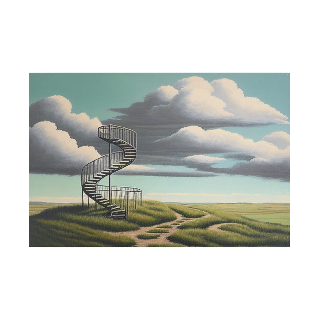 Stairway Matte Canvas, Nature, Landscape, Absurd, Surreal, Clouds ...