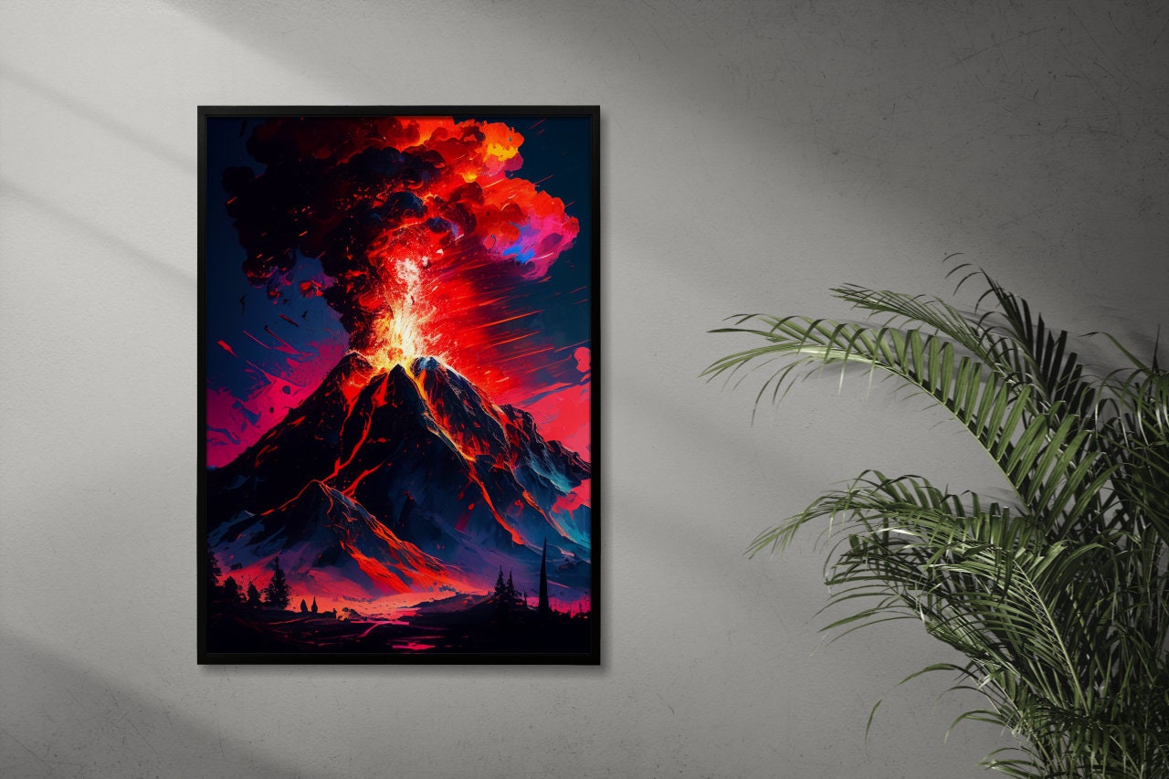 Erupting Volcanoes Digital Art, AI Art, Wall Art, Print Art, Home ...